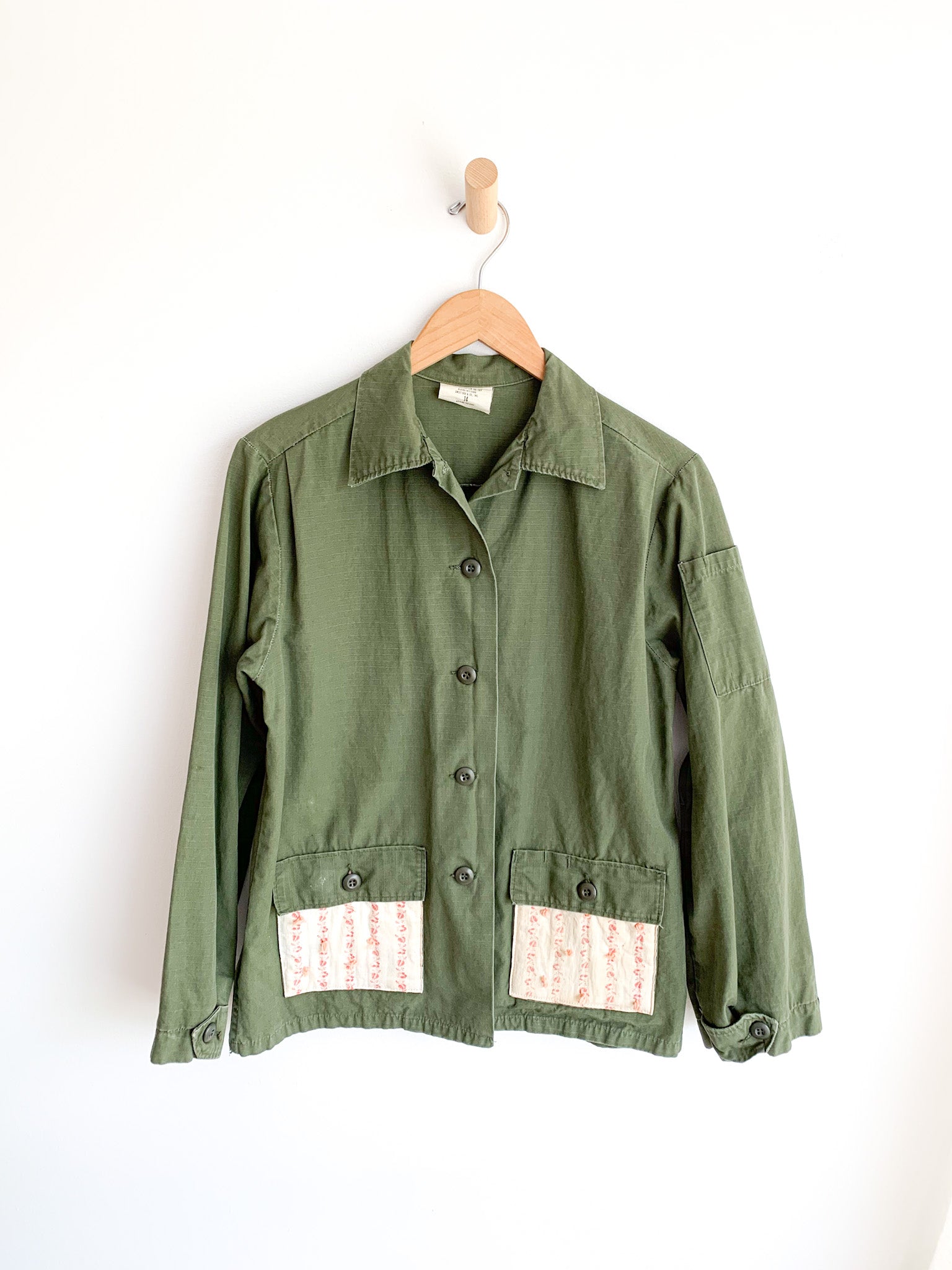 Upcycled Army Jacket With Calico Squares – Carny Couture