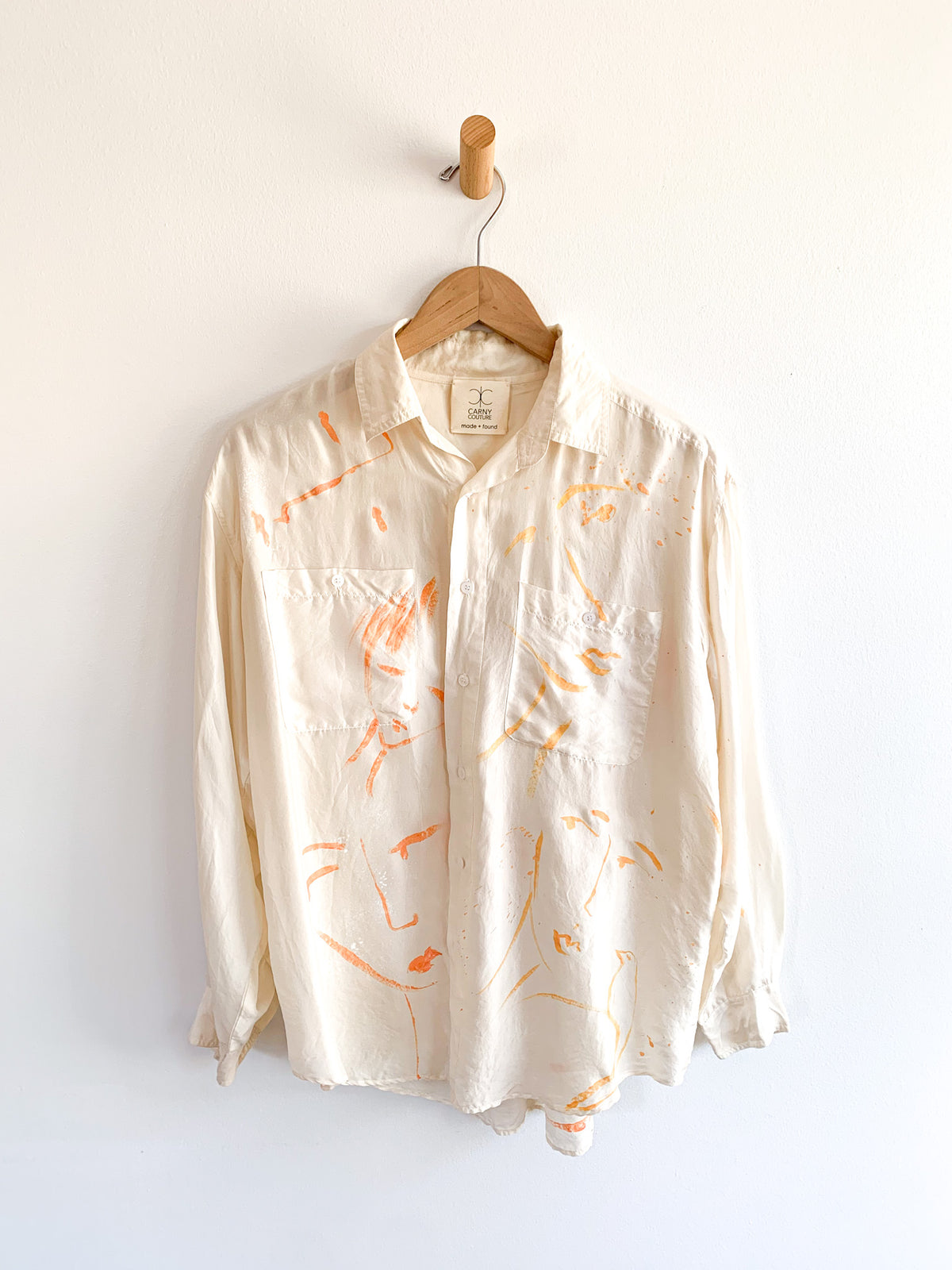 Carny Studios Abstract Faces Hand Painted Silk Blouse – Carny Couture