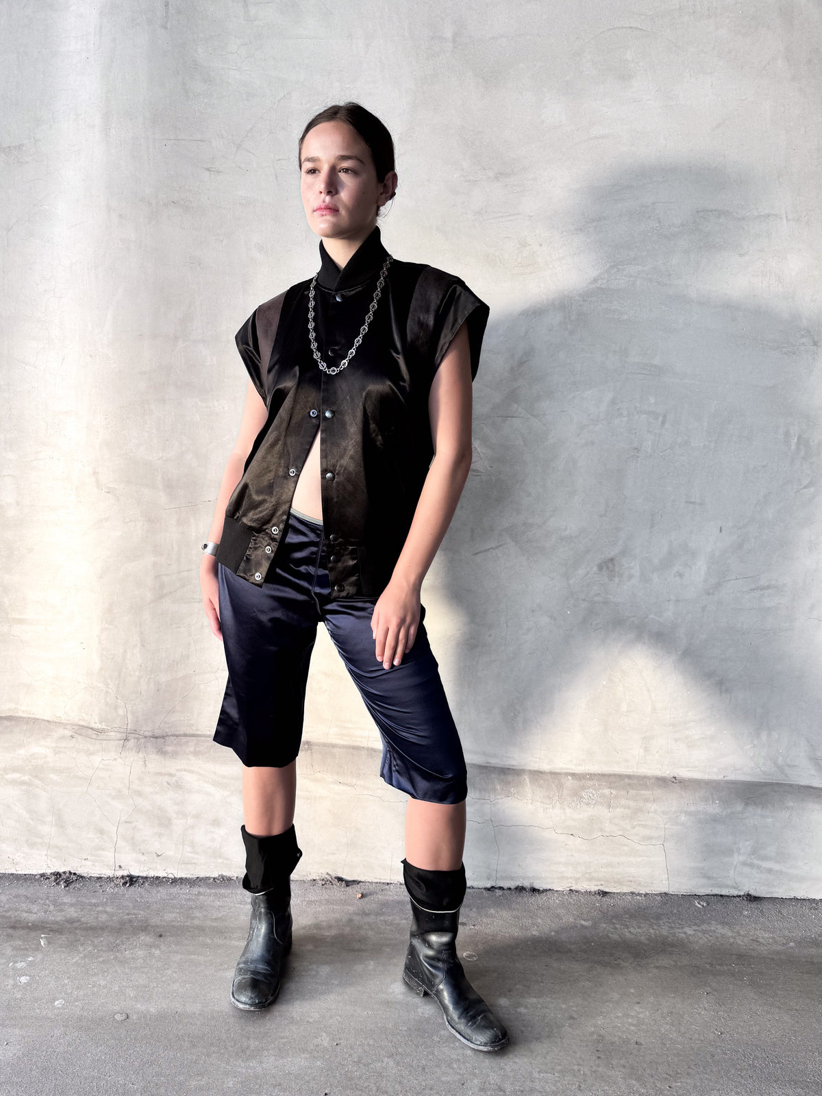 Sacai Satin & Leather Jacket Vest – Carny Couture