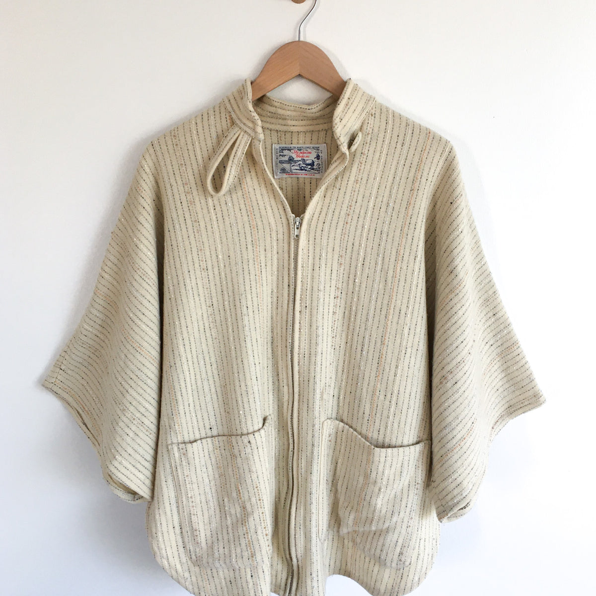 Handwoven Wool Neutral Striped Poncho – Carny Couture
