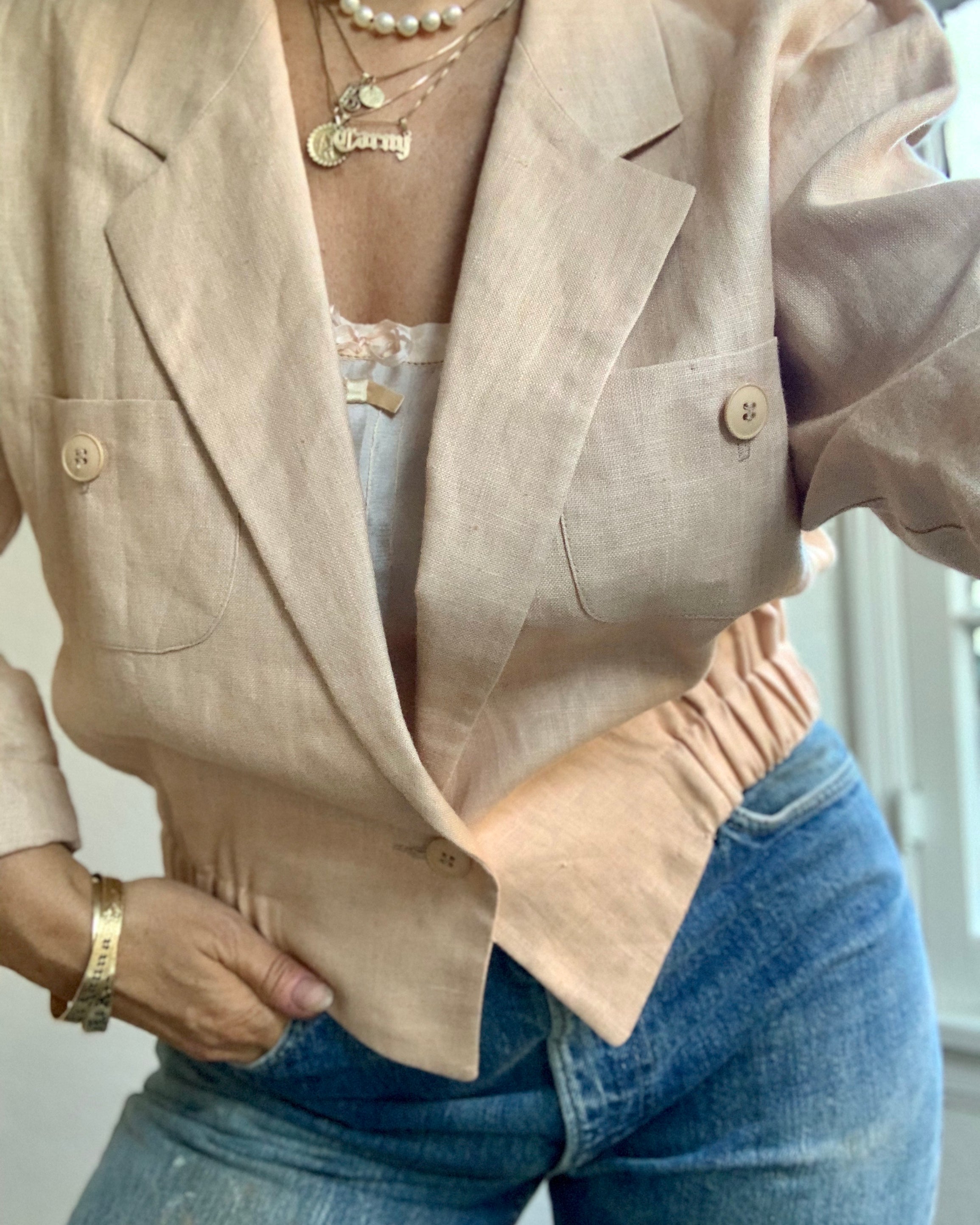 Cropped Linen Jacket – Carny Couture